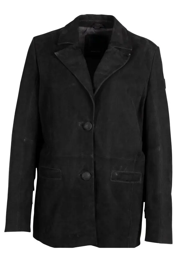 Mauritius Fringe Leather Blazer Jacket Tanny - Black