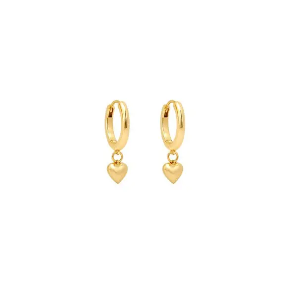 UCHI & SOTO Kokoro Heart Drop Huggies Earrings - Gold