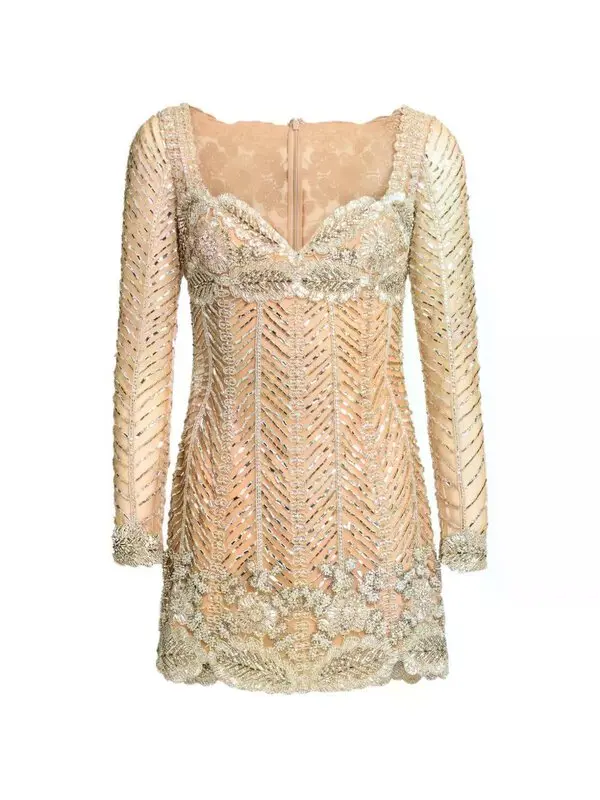 Elie Saab Bead-embroidered Mini Dress - Neutrals