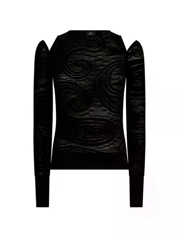Etro Jacquard Sweater With Cut-out Detail And Paisley Motif - Black