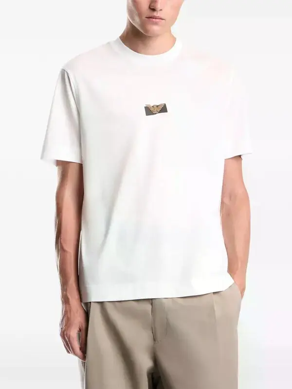 Emporio Armani Jersey T-shirt In Lyocell Blend With Embossed Eagle Logo Print