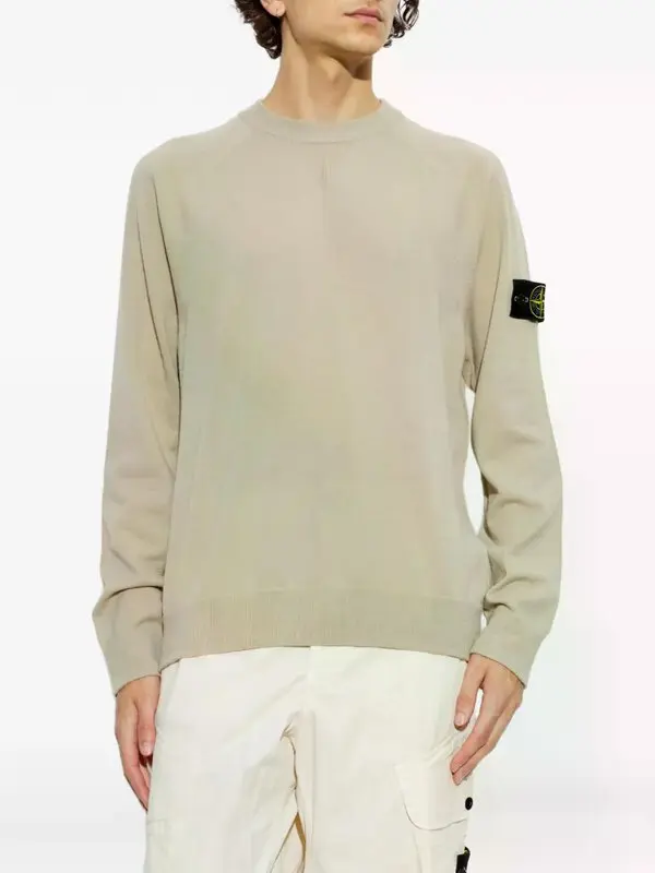 Stone Island Logo Patch Long Sleeve Sweater - Neutrals