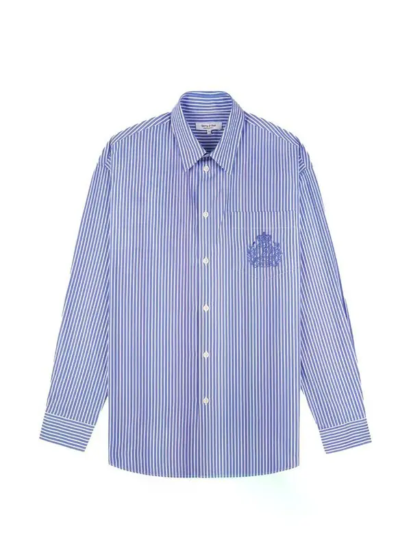 SPORTY & RICH Ny Crest Striped Shirt - Blue