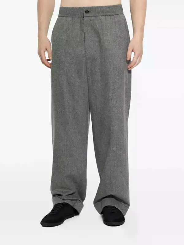 Giorgio Armani Melange Effect Elasticated Waistband Turn-up Trousers