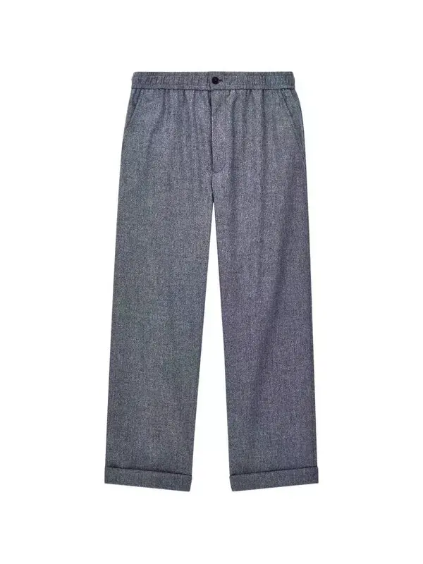 Giorgio Armani Melange Effect Elasticated Waistband Turn-up Trousers - Grey