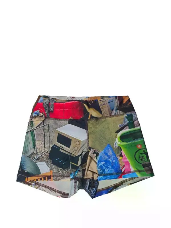 BORBALA Lomtalanitas Graphic-print Shorts - Black