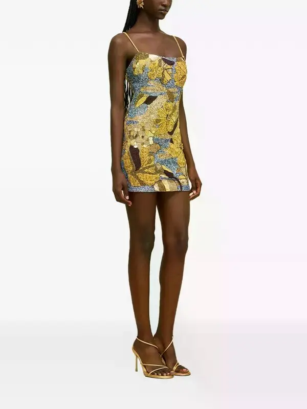 Cult Gaia Bebe Bead-embellished Floral Mini Dress