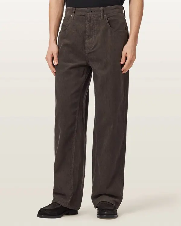 ALLSAINTS Rivet Relaxed Fit Corduroy Jeans - Brown