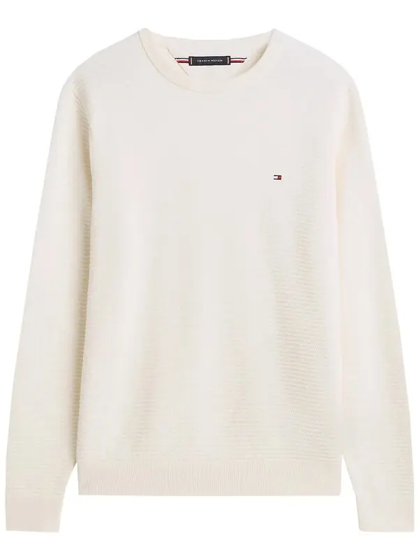 Tommy Hilfiger Textured Crew Neck Pullover - White