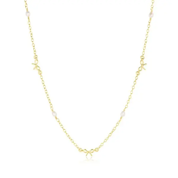 SET & STONES Bow And Pearl Necklace - Gold