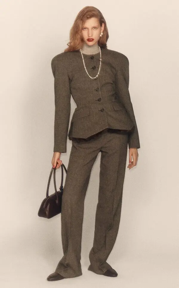 Magda Butrym Mid-rise Wool-linen Straight-leg Pants