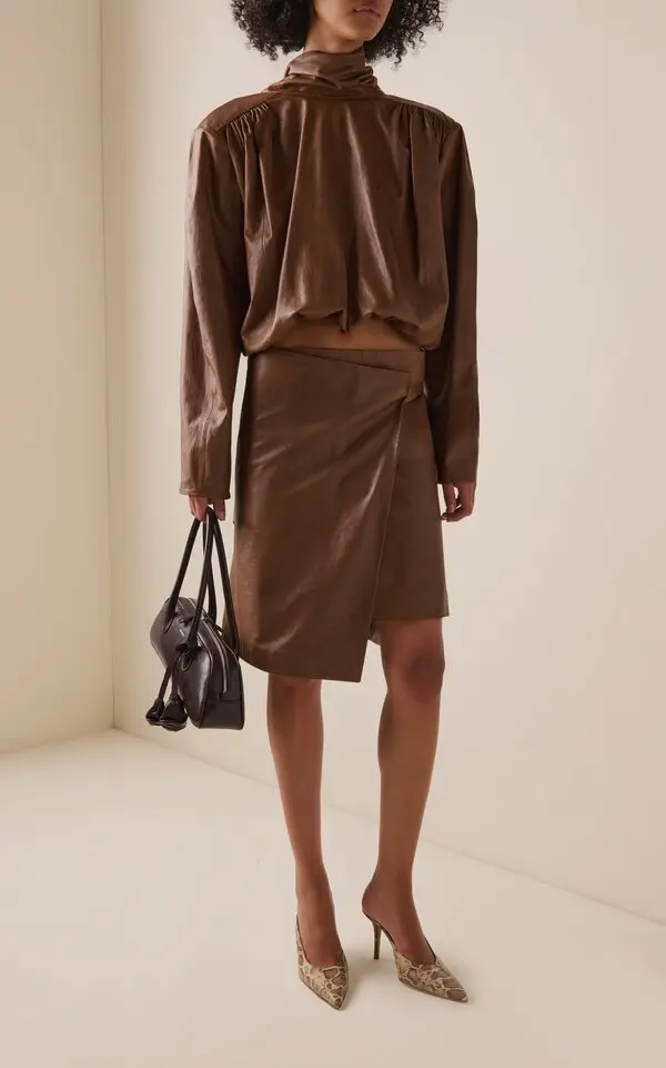 Magda Butrym Wrap-front Leather Knee-length Skirt