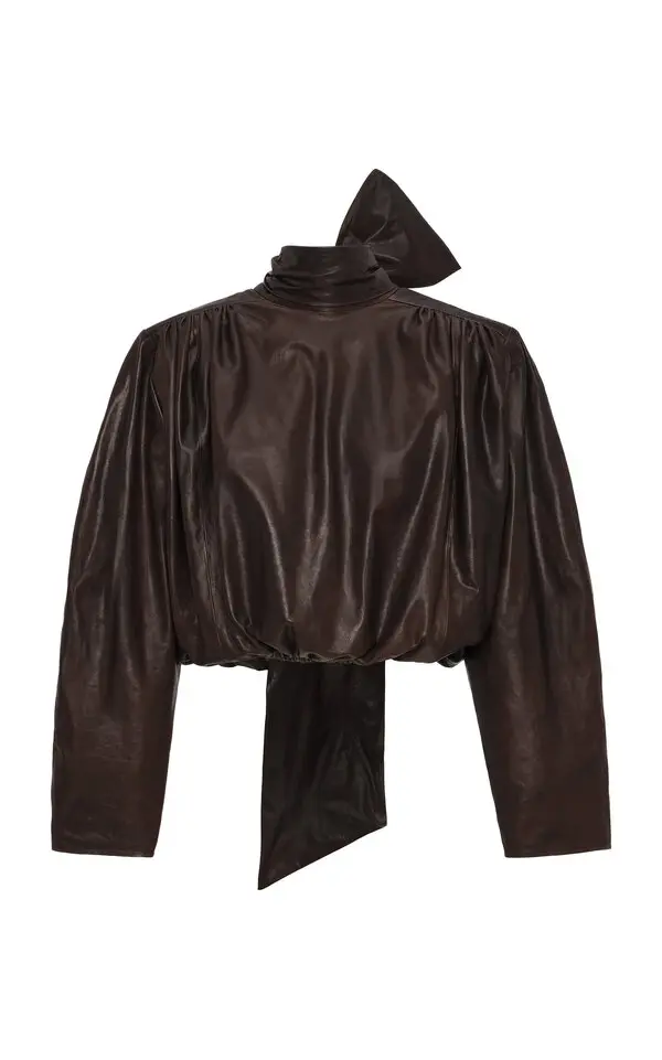 Magda Butrym High-neck Leather Top - Brown
