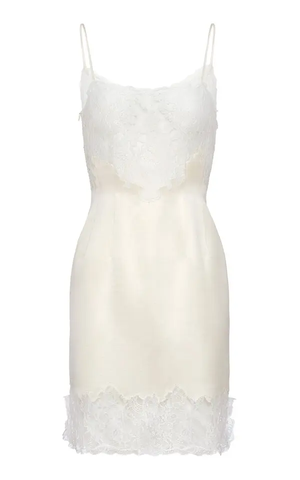 Magda Butrym Lace-trimmed Silk-blend Mini Slip Dress