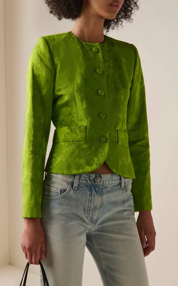 Magda Butrym Patterned Linen-silk Jacket - Green