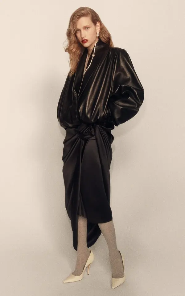 Magda Butrym Asymmetric Silk Midi Skirt