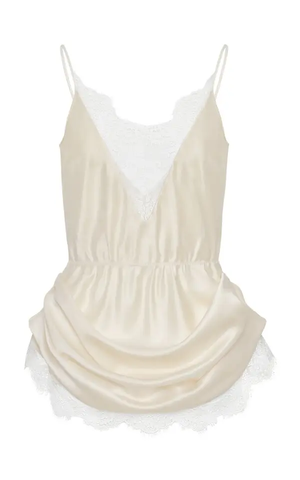 Magda Butrym Lace-trimmed Silk-wool Top