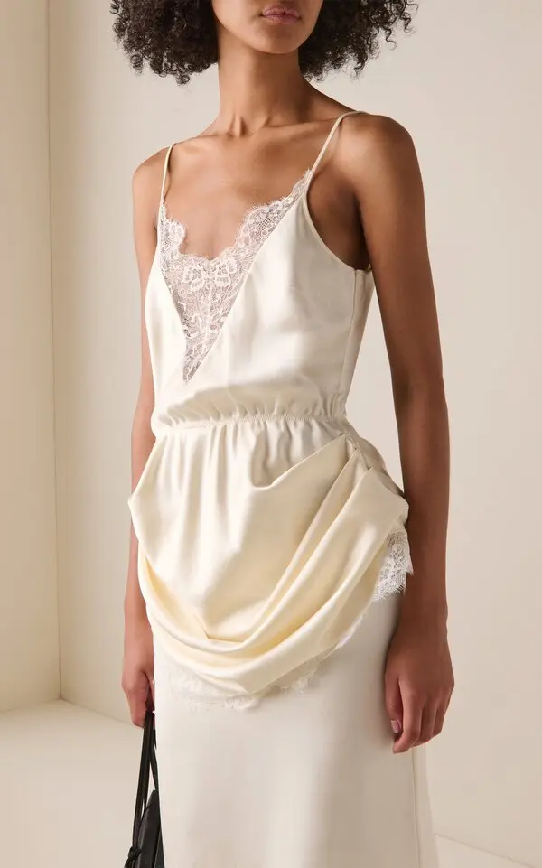 Magda Butrym Lace-trimmed Silk-wool Top