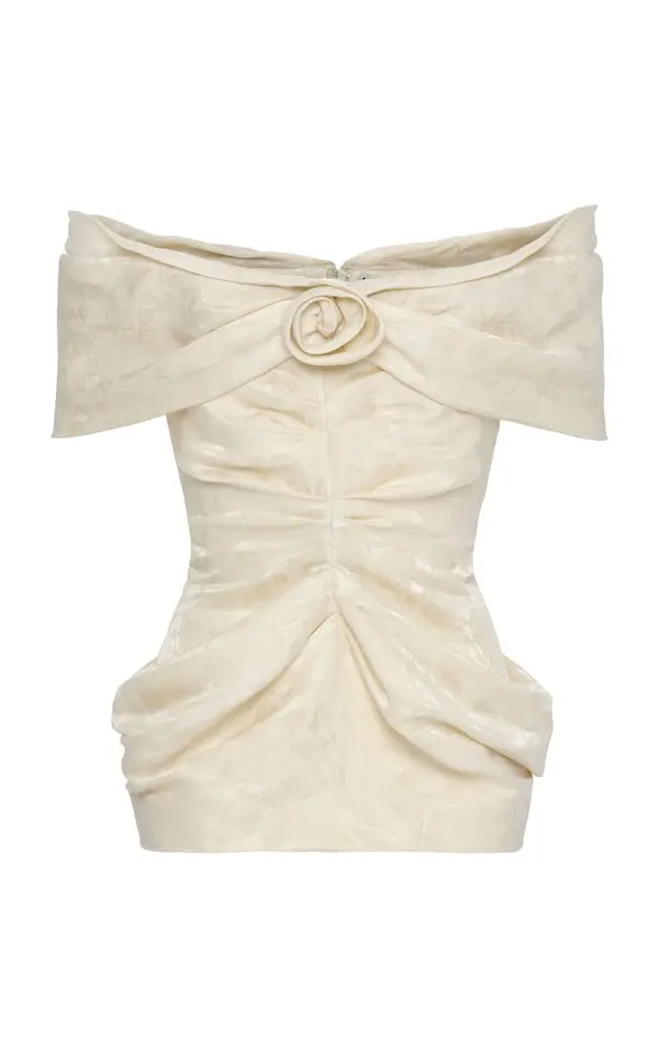 Magda Butrym Rose-detailed Linen-silk Top