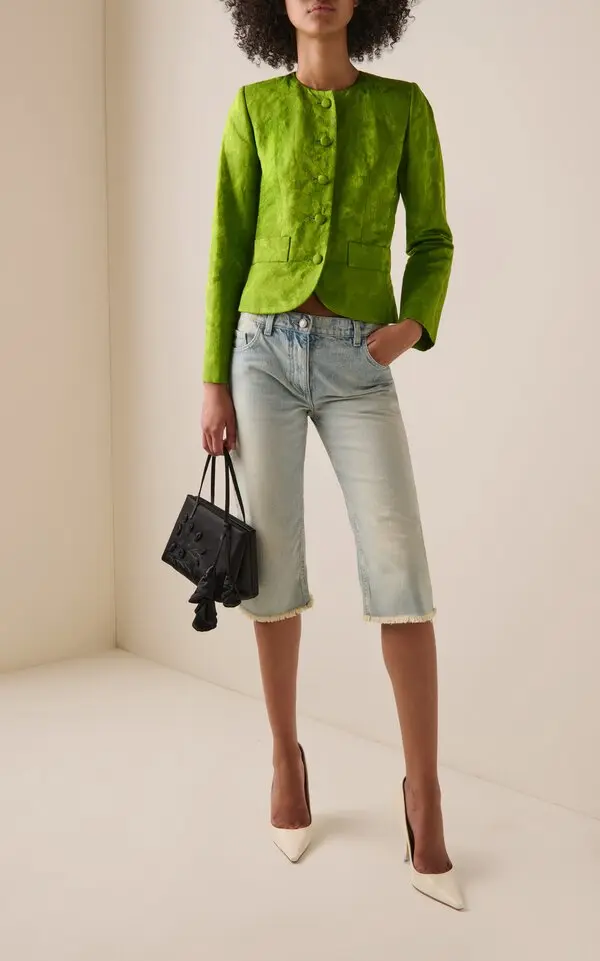 Magda Butrym Frayed-hem Denim Straight-leg Jeans - Light Wash