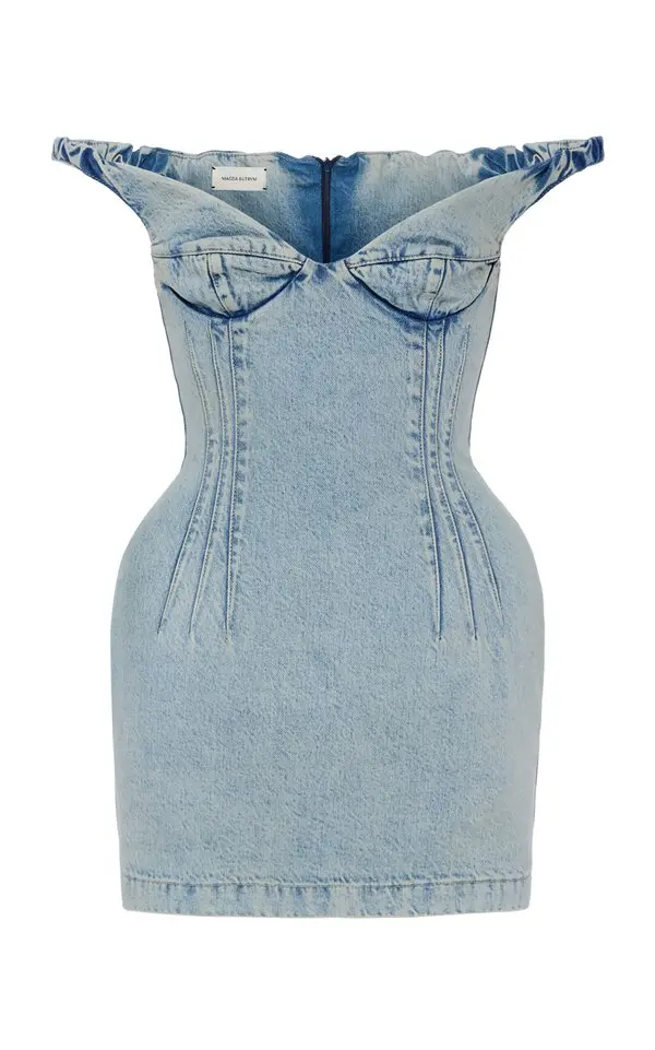Magda Butrym Off-the-shoulder Denim Mini Dress - Light Wash