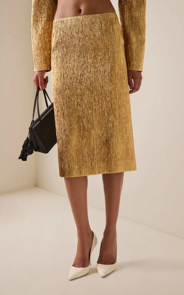 Magda Butrym Mid-rise Metallic Midi Skirt