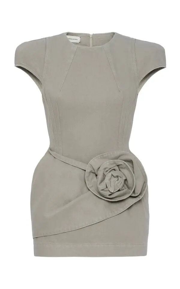 Magda Butrym Rose-detailed Denim Mini Dress