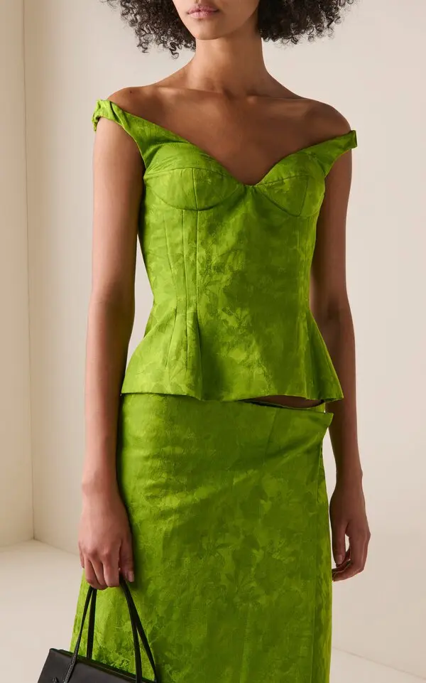 Magda Butrym Off-the-shoulder Linen-silk Top