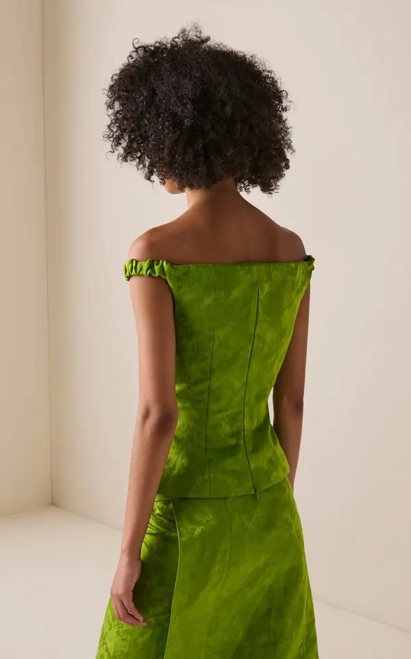 Magda Butrym Off-the-shoulder Linen-silk Top