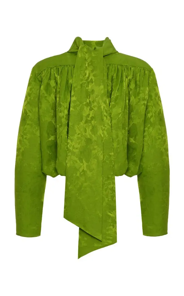 Magda Butrym Patterned Linen-silk Blouse