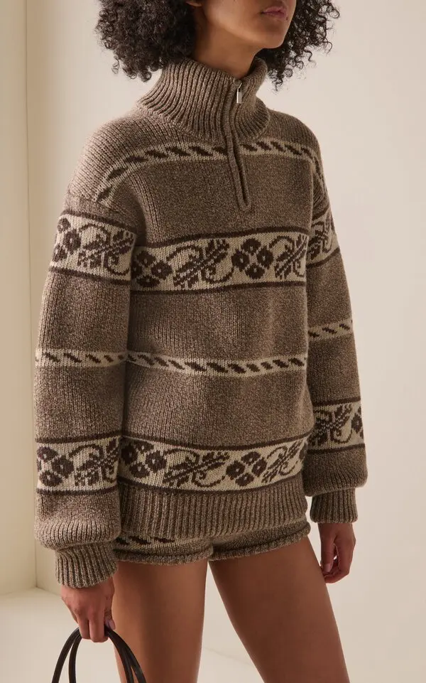 Magda Butrym Patterned Wool Turtlneck Sweater