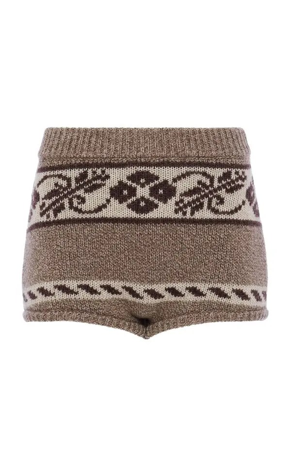 Magda Butrym Patterned Wool Mini Shorts - Neutral