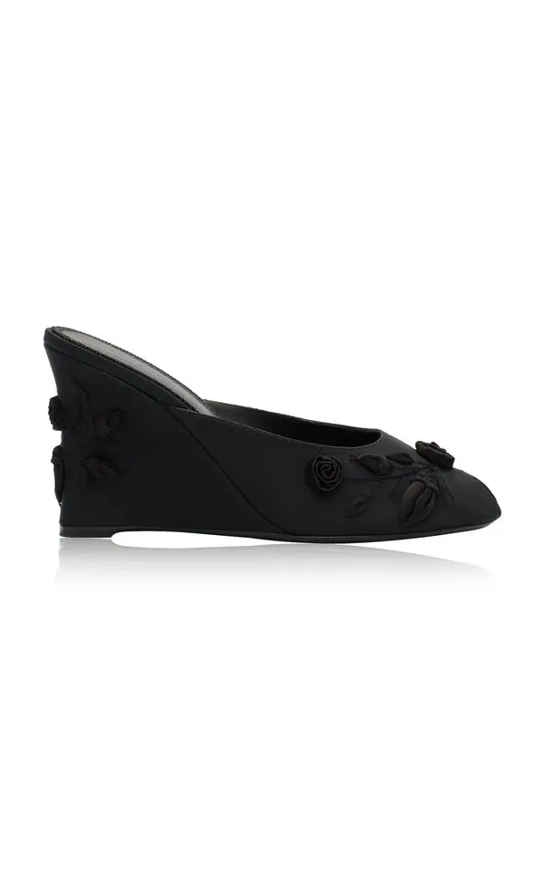 Magda Butrym Embroidered Wedge - Black