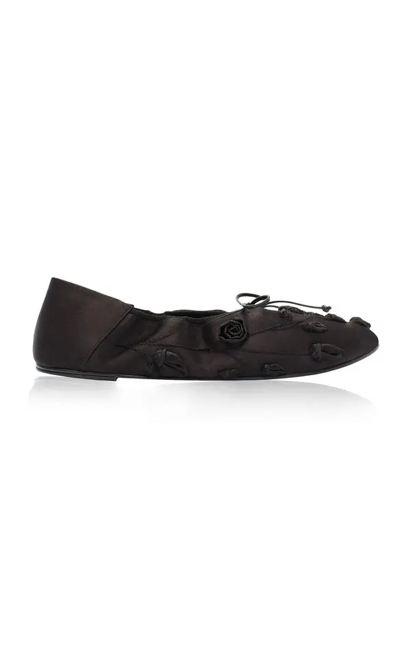 Magda Butrym Embroidered Satin Soft Ballet Flats