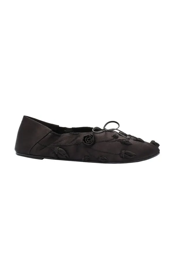 Magda Butrym Embroidered Satin Soft Ballet Flats