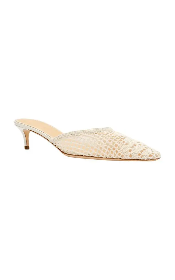 Magda Butrym Cream Crochet Kitten Heel Mules