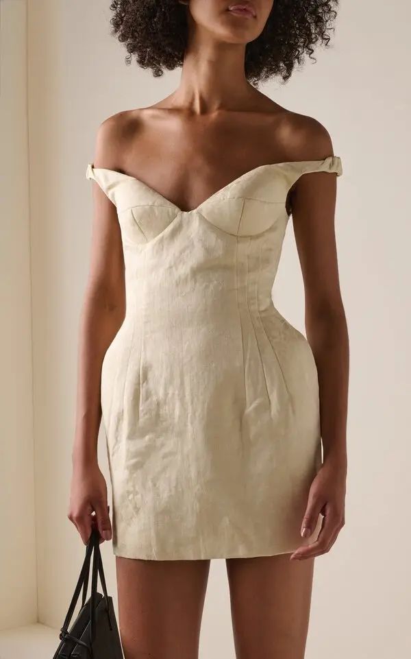 Magda Butrym Off-the-shoulder Linen-silk Mini Dress