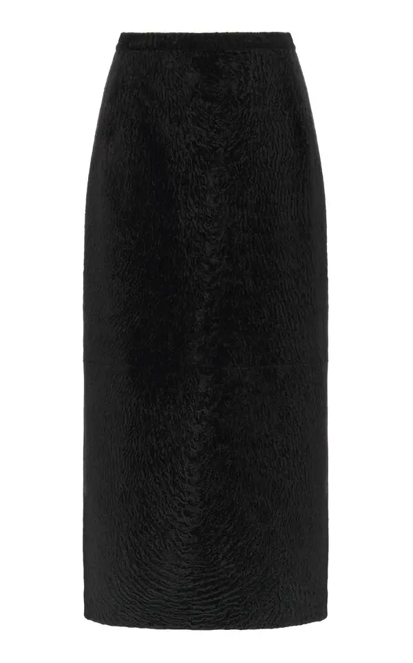 Magda Butrym Mid-rise Leather Shearling Midi Skirt