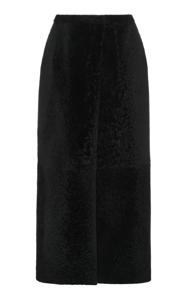 Magda Butrym Mid-rise Leather Shearling Midi Skirt