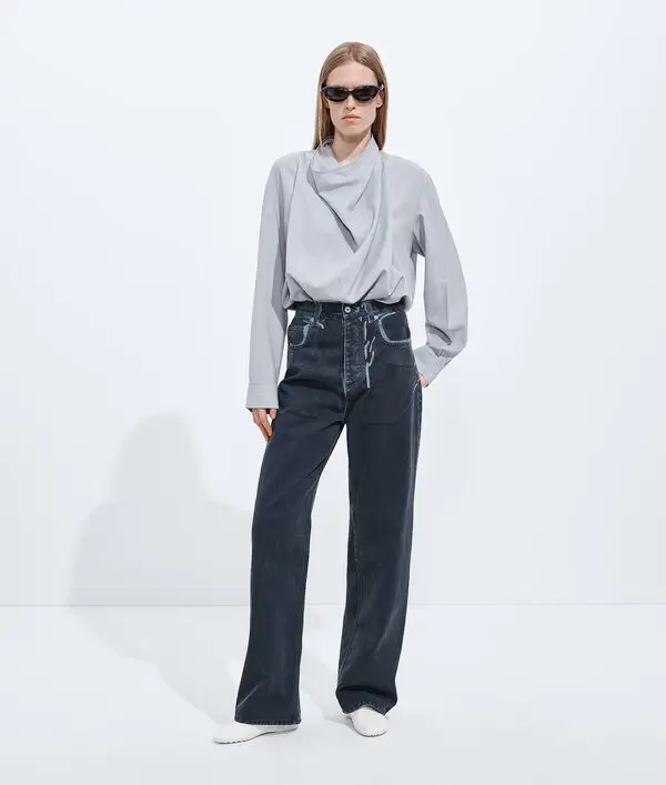 Bottega Veneta Overdyed Wide Leg Jeans - Midnight