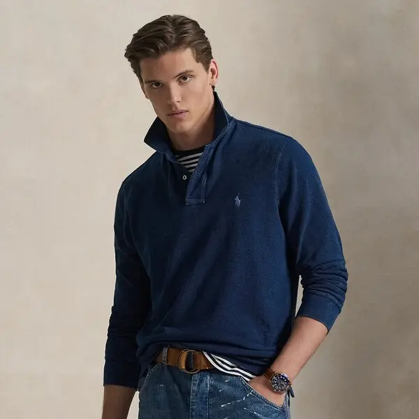Ralph Lauren Classic Fit Indigo Mesh Polo Shirt - Dark Indigo