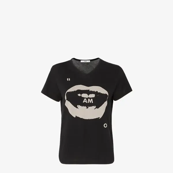 Fendi Ti Amo" Graphic Print Organic Cotton T-shirt - Black