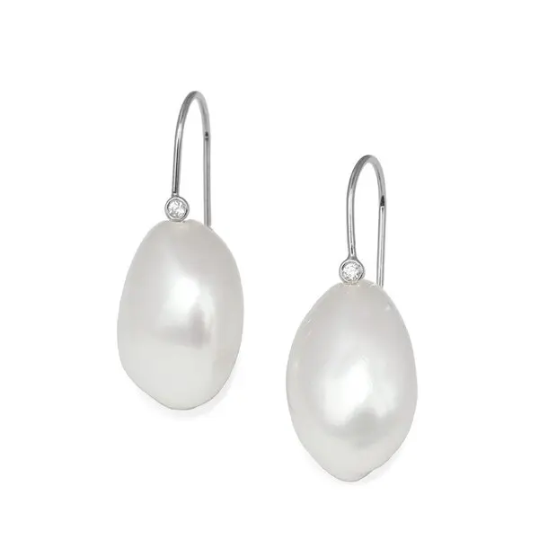 HYE JANE JEWELRY Silver Grace Kelly Pearl And Cubic Zirconia Drop Earrings - White