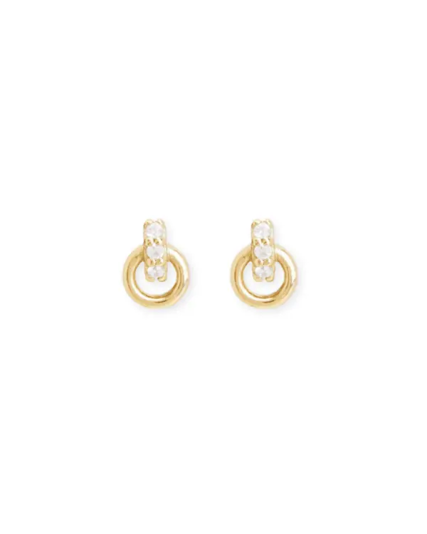 INARI JEWELLERY Halo Butterfly Clip Earrings Vermeil White Topaz - Gold