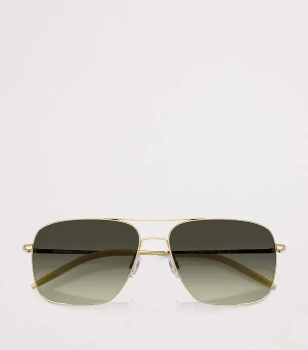 Oliver Spencer Clifton Rectangle Aviator Sunglasses - Gold