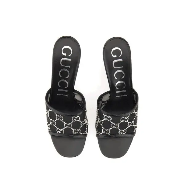Gucci Gg Crystals Mules - Black