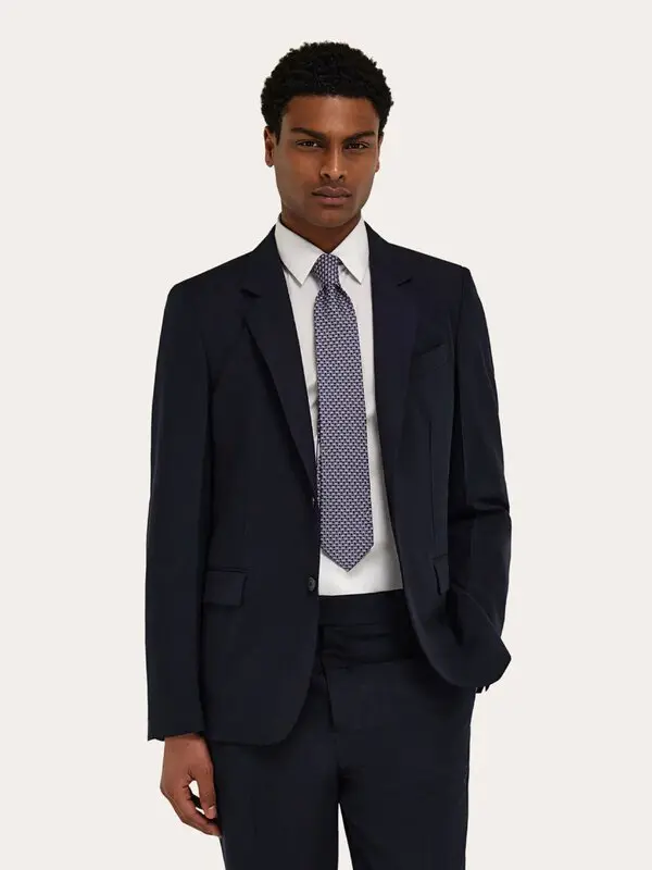 FERRAGAMO Printed Silk Neck Tie - Blue
