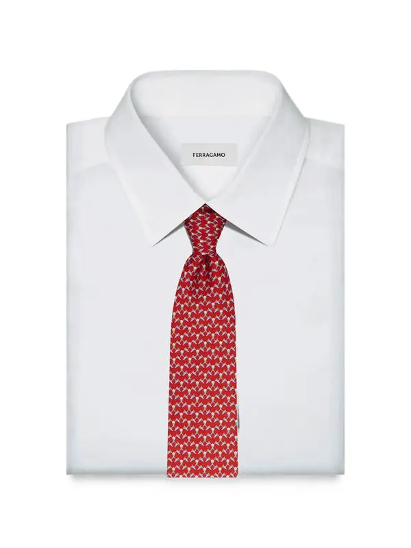 FERRAGAMO Club Print Silk Tie