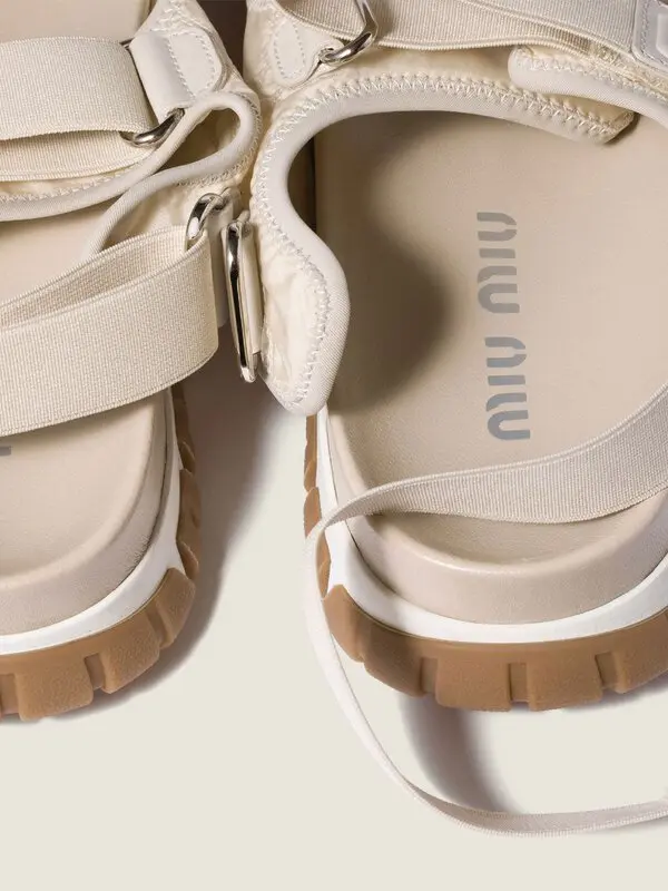 Miu Miu Tyre Technical Fabric And Suede Sandals