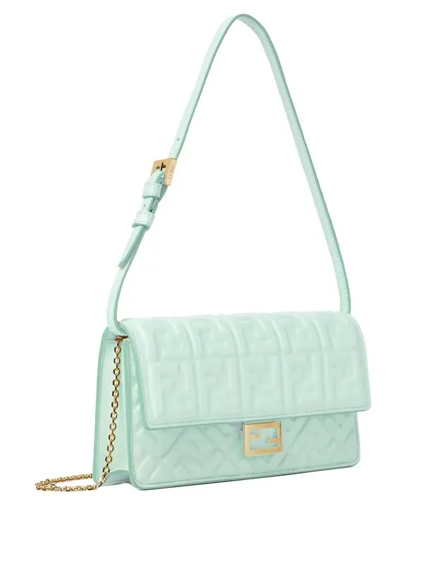 Fendi Baguette Wallet On Chain In Nappa Leather With Ff Motif